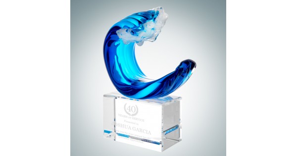 Custom Etched Art Glass Tidal Wave Award - Bravamarketing.com ...