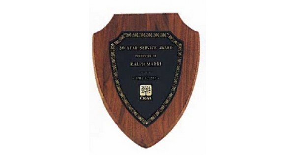Sheffield Series American Walnut Shield Plaque w/Gold Border Design (10 ...