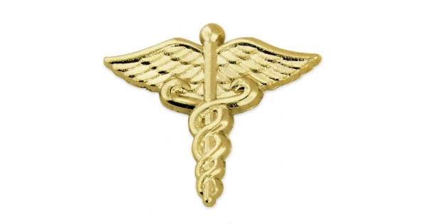 Logo Printed Caduceus Pin - Gold - Bravamarketing.com | Medical Pins