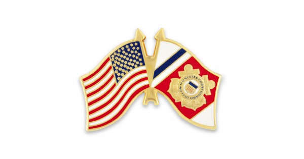 Promotional Officially Licensed USCG/USA Crossed Flag Pin ...