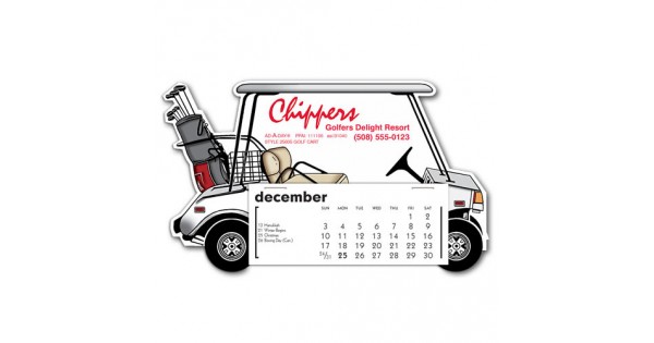 Golf Cart Full Color Die-Cut Desk Calendar, Heavy Weight Custom ...