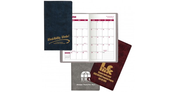 Logo Printed Executive Vinyl Monthly Pocket Planner - Bravamarketing ...