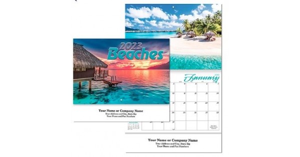 Custom Imprinted Beaches Stapled Wall Calendar - Bravamarketing.com ...