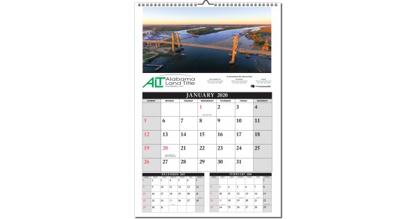 3 Month View Wall Calendar-12 Custom Photos Custom Imprinted ...