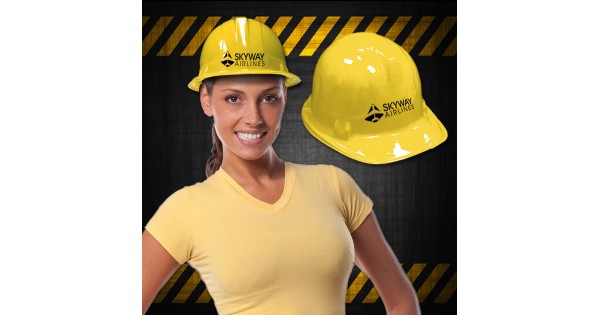 Yellow Novelty Plastic Construction Hat with Logo - Bravamarketing.com ...