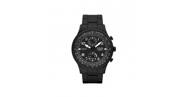 Fossil Hybrid Smartwatch Retro Pilot Dual-Time Black Stainless Steel ...