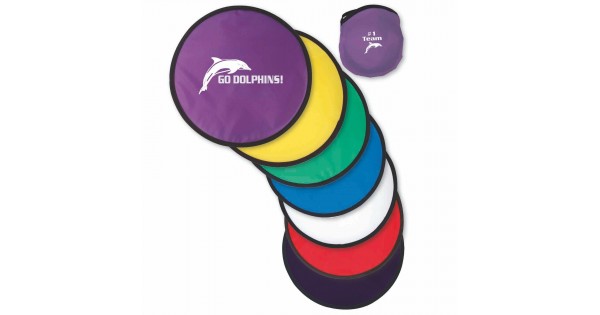 Fold Up Flying Disc w/ Pouch with Logo - Bravamarketing.com | Frisbees