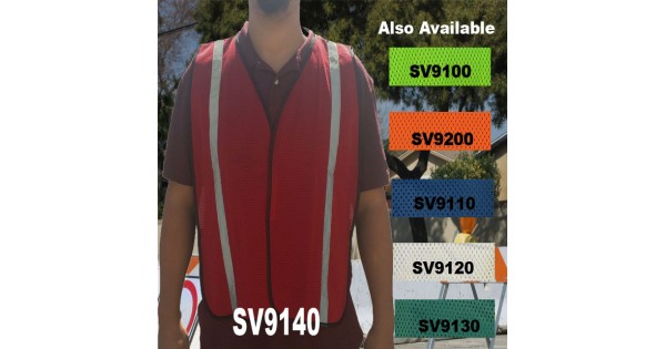 Custom Economy Red Mesh Safety Vest - Bravamarketing.com | Safety Vests
