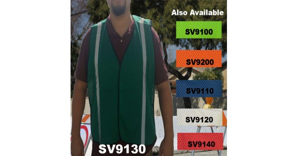 Custom Economy Dark Green Mesh Safety Vest - Bravamarketing.com ...