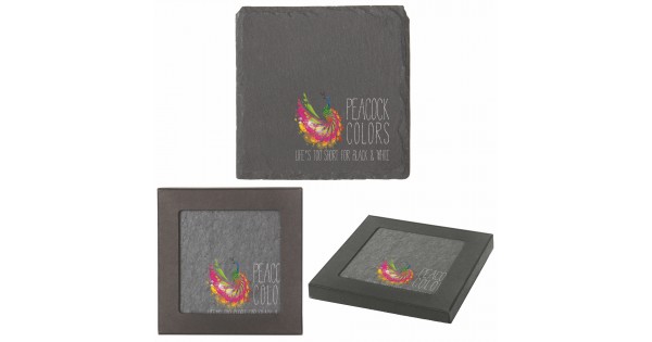 Customized Square Slate Coaster - Bravamarketing.com | Coasters