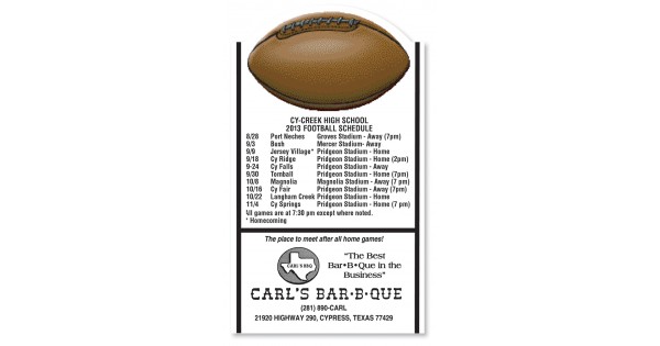 20 Mil Football Schedule Magnet - Full Color with Logo - Bravamarketing ...