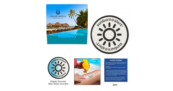 Sunburn Alert UV Color-Changing Sticker With Custom Pack Logo Branded ...
