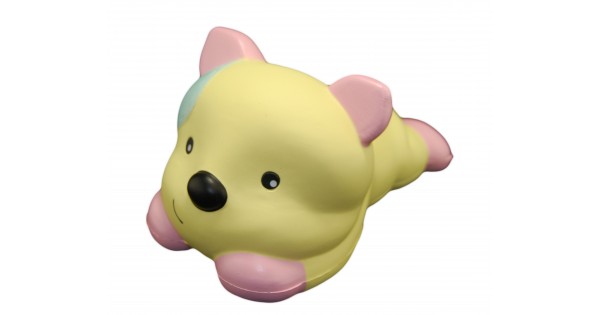 Custom Slow Rising Scented Yellow Happy Dog Squishy - Bravamarketing ...