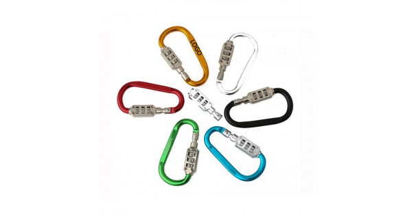 3-Digit Combination Carabiner Lock with Logo - Bravamarketing.com | Locks