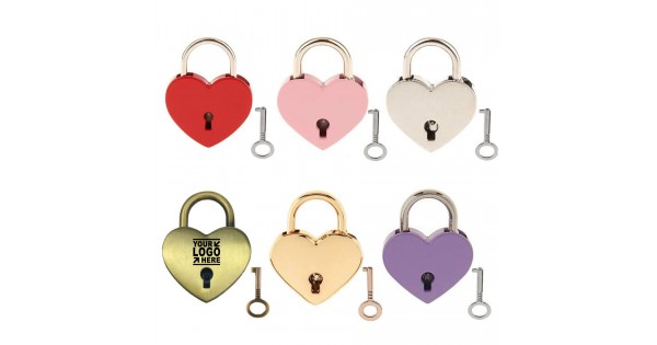 Custom Heart-shaped Metal Padlock with Keys - Bravamarketing.com | Locks