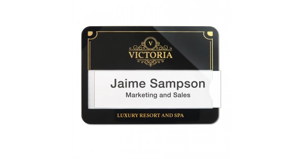 Selfit Pro Multiline Reusable Name Badges, Cropin, 3" x 2.19" with Logo ...