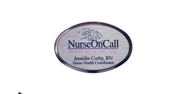Executive Line Beveled Badge - Silver - Oval - USA Made Logo Imprinted ...