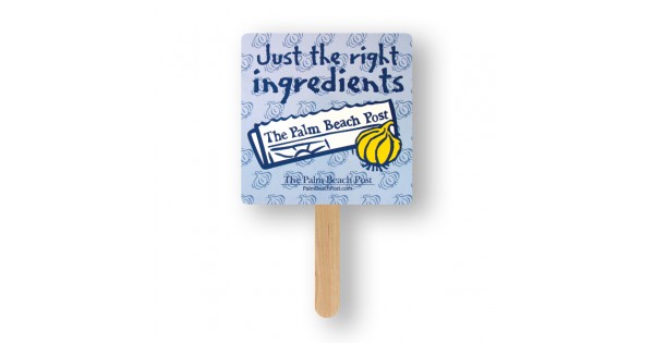 Personalized Mini Square Shape Sandwich Hand Fan w/Wood Stick Handle ...