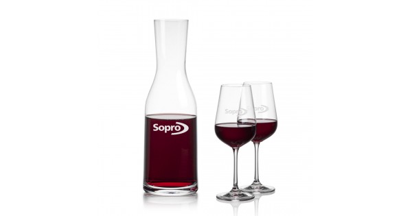 Caldmore Carafe & 2 Laurent Wine with Logo - Bravamarketing.com | Decanters