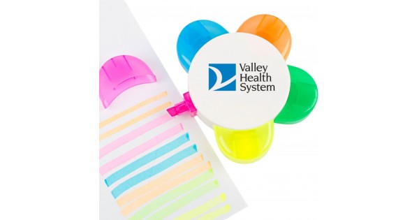 Five Color Petal Shaped Highlighters with Logo - Bravamarketing.com ...