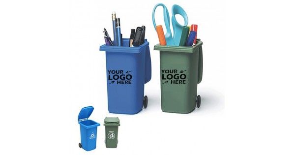 Trash Can Shaped Pen Holder Custom Printed - Bravamarketing.com ...