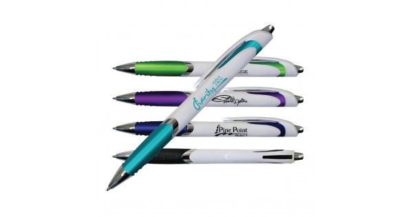 White Crest Grip Pen (Spot Color) Logo Branded - Bravamarketing.com ...